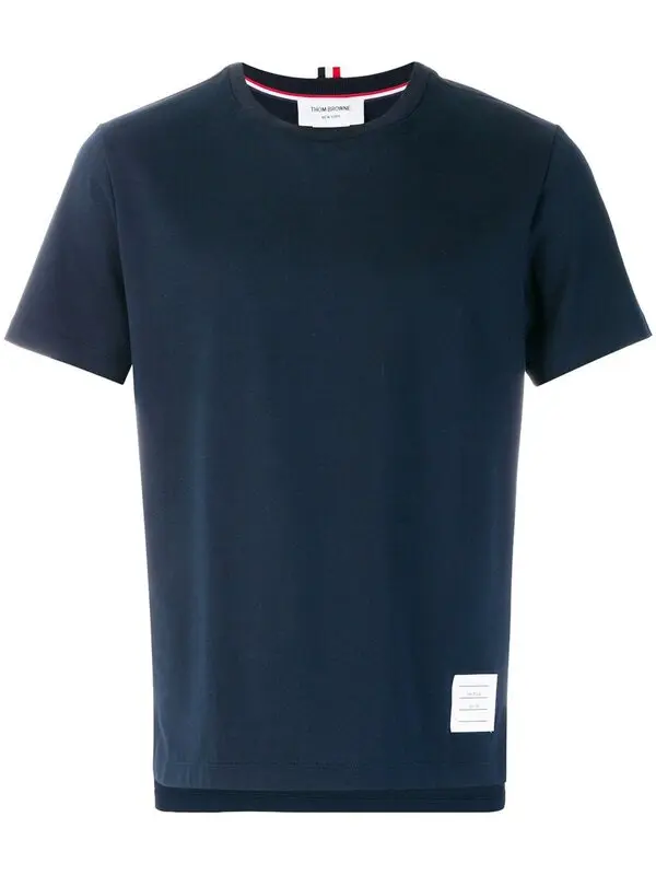 Thom Browne Signature-stripe Crew-neck T-shirt - Blue