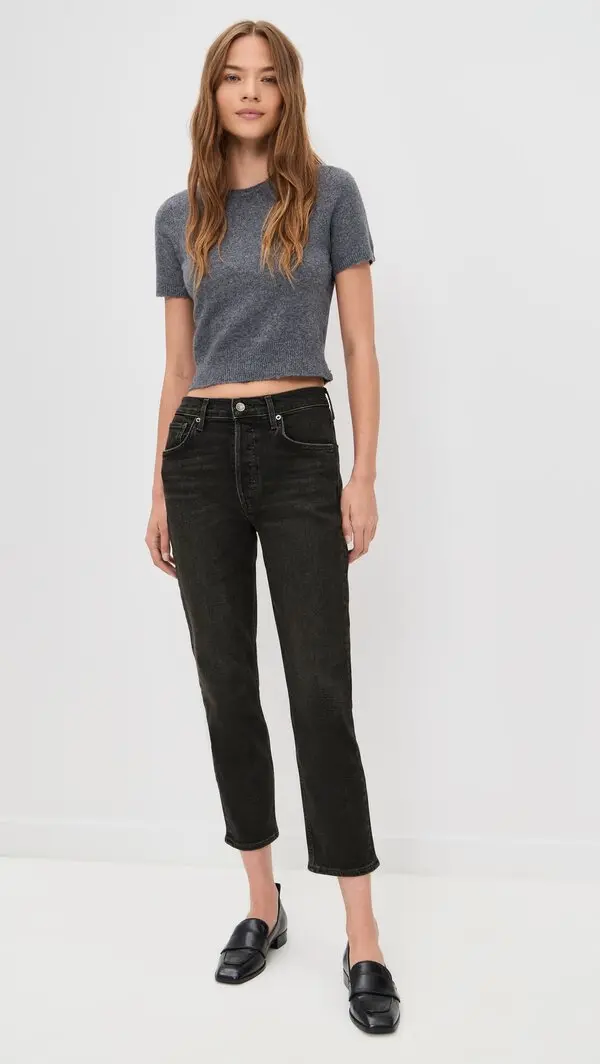 AGOLDE Riley High Rise Straight Crop Jeans