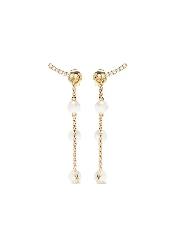 Yoko London 18kt Yellow Freshwater Pearl And Diamond Earrings - Gold