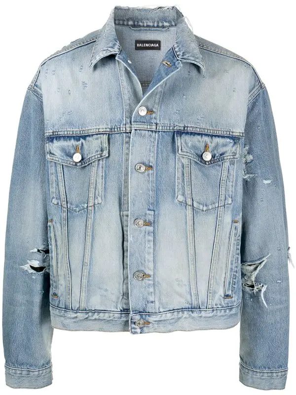 Balenciaga Regular-fit Ripped Denim Jacket