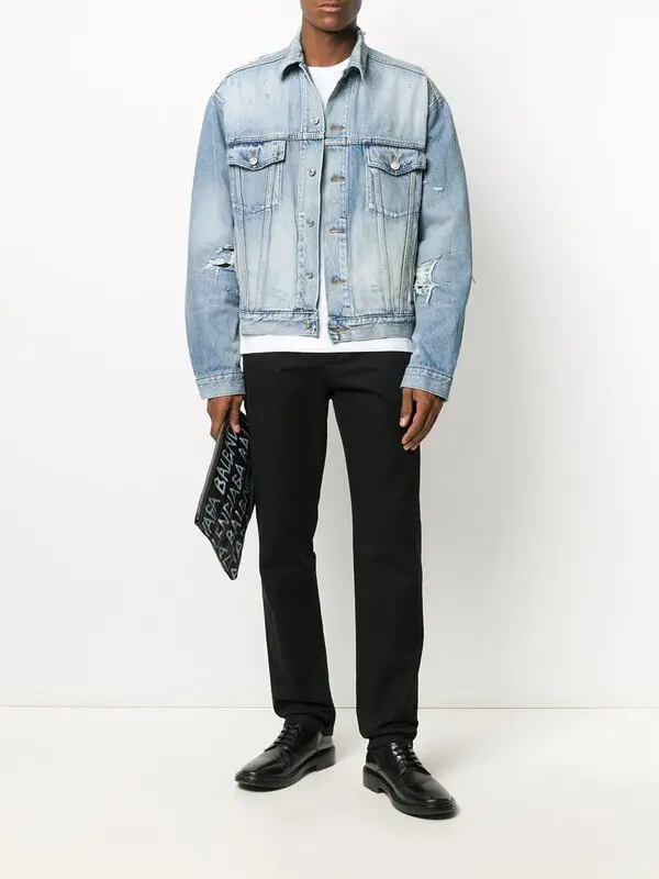 Balenciaga Regular-fit Ripped Denim Jacket