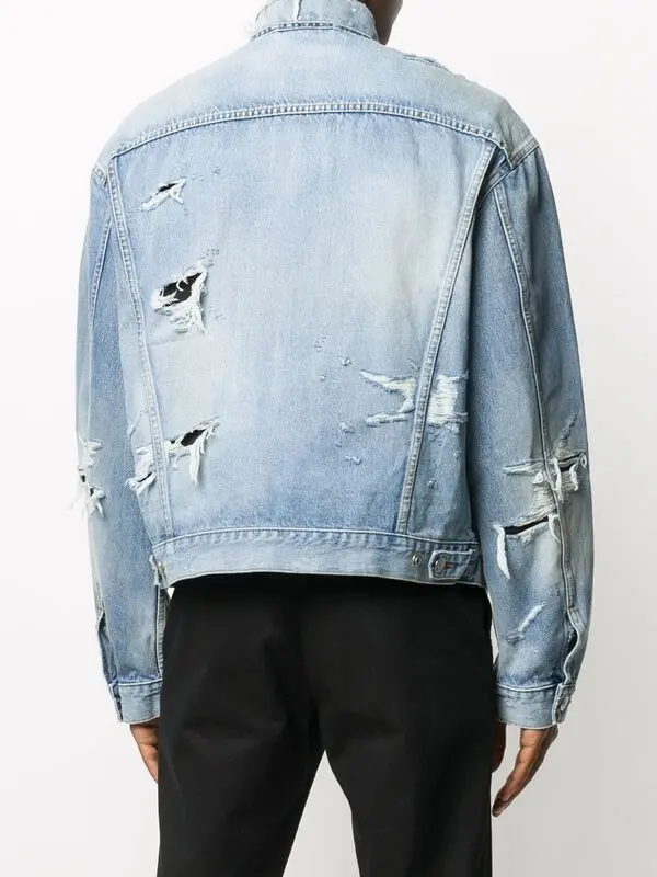 Balenciaga Regular-fit Ripped Denim Jacket