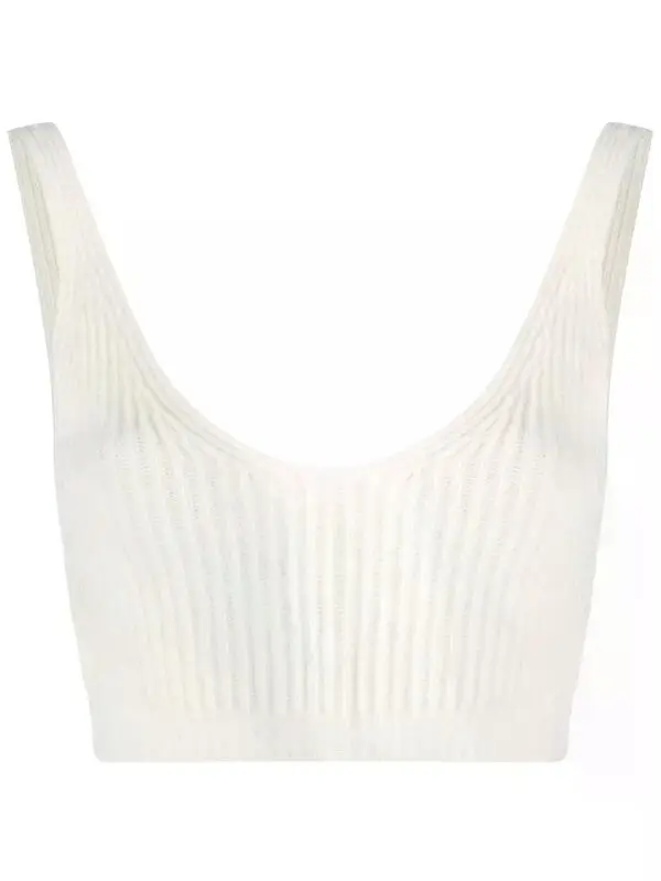 Cashmere In Love Ribbed Knit Cropped Vest - Neutrals
