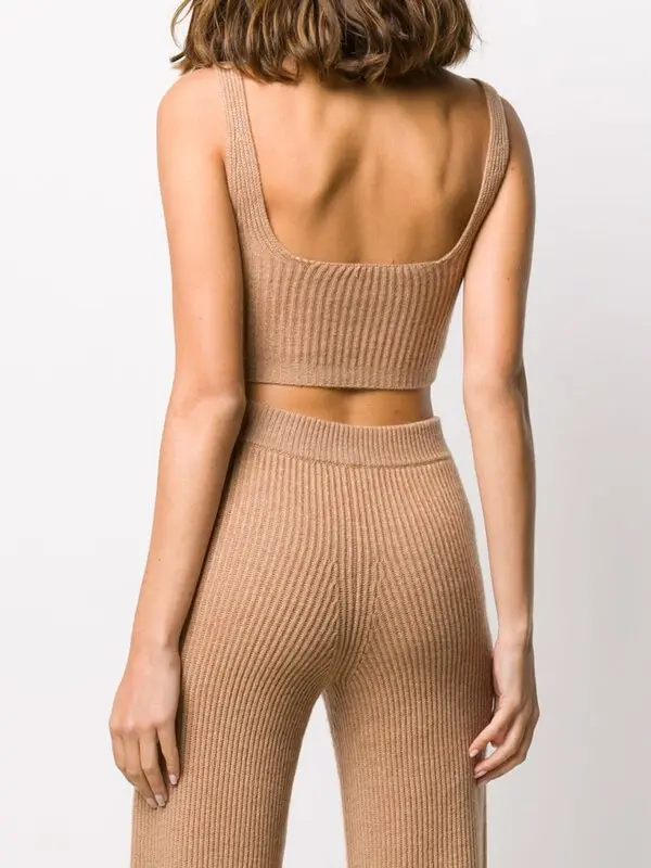 Cashmere In Love Reese Ribbed-knit Cropped Vest - Neutrals