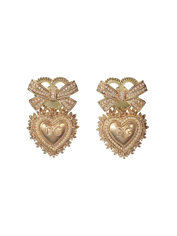 Dolce & Gabbana 18k Yellow Devotion Diamond Earrings - Gold