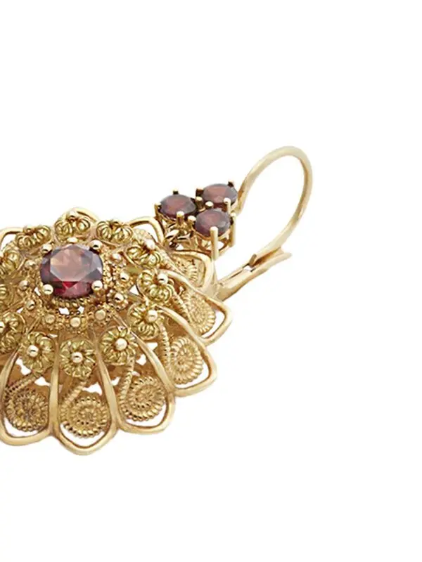 Dolce & Gabbana 18k Yellow Filigree Rhodolite Garnet Earrings