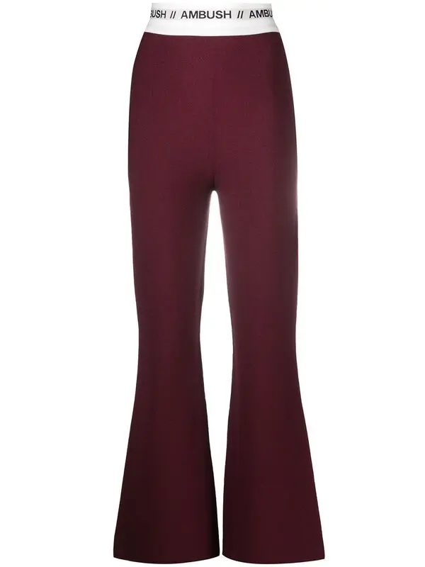 AMBUSH Knitted Logo Stripe Flared Trousers - Purple