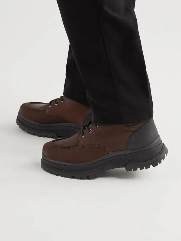 Moncler Ulderic Leather-trimmed Shearling-lined Nubuck Boots
