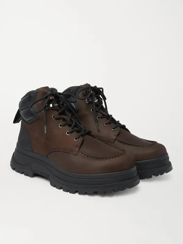Moncler Ulderic Leather-trimmed Shearling-lined Nubuck Boots