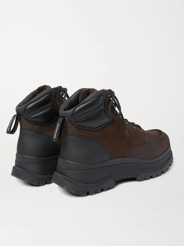 Moncler Ulderic Leather-trimmed Shearling-lined Nubuck Boots