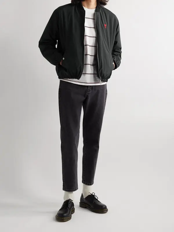 AMI Paris Logo-embroidered Nylon Bomber Jacket
