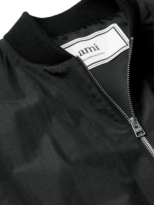 AMI Paris Logo-embroidered Nylon Bomber Jacket
