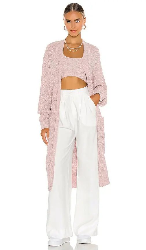 SNDYS. Nettie Knit Cardigan In Pink - Dusty Pink
