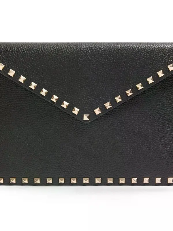 Valentino Garavani Rockstud Grainy Calfskin Envelope Pouch - Black