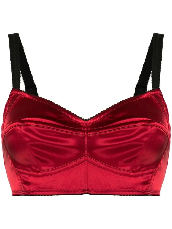 Dolce & Gabbana Satin Bustier Top - Red