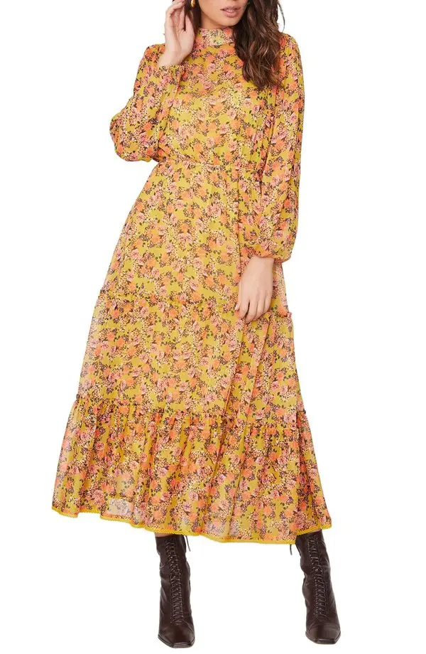 knee length dresses for ladies Andreeva Butter Yellow Metallic Knit Dress