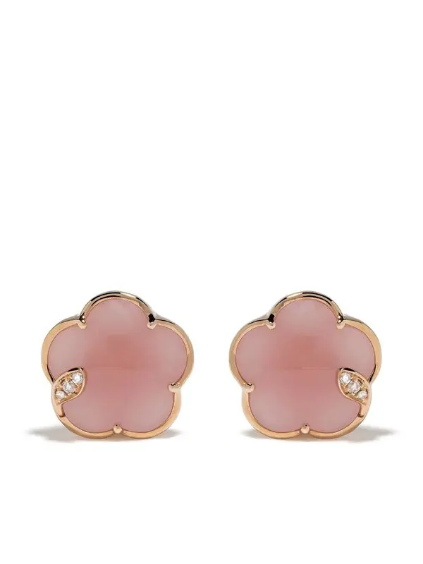 Pasquale Bruni 18kt Rose Gold, Rose Quartz And Diamond Stud Earrings - Pink