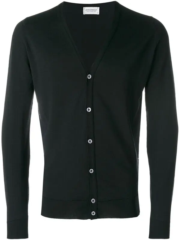John Smedley V-Neck Merino Wool Cardigan - Black - 9% Off
