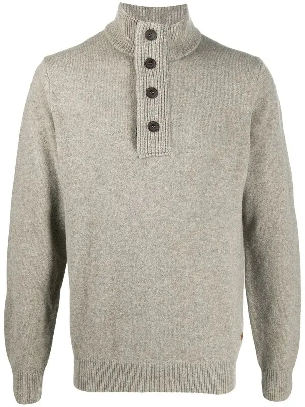Barbour Stand-up Collar Buttoned Jumper - Neutrals