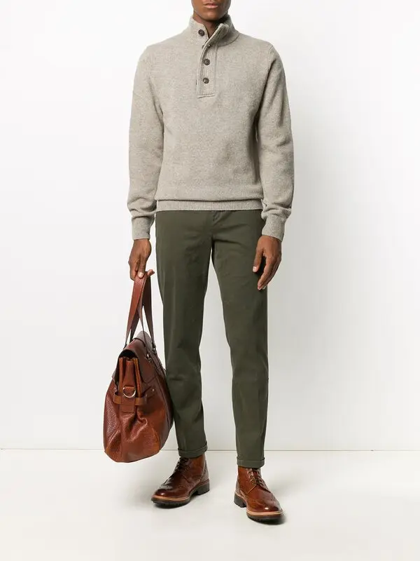 Barbour Stand-up Collar Buttoned Jumper - Neutrals
