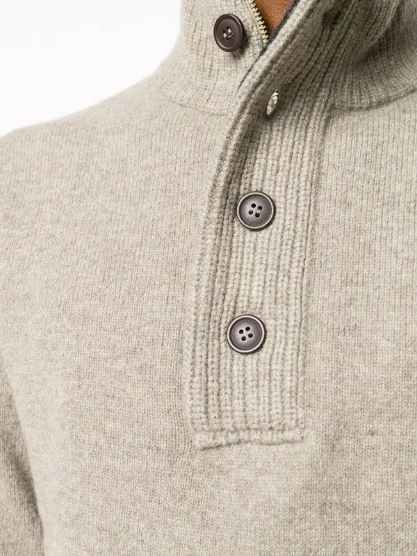 Barbour Stand-up Collar Buttoned Jumper - Neutrals