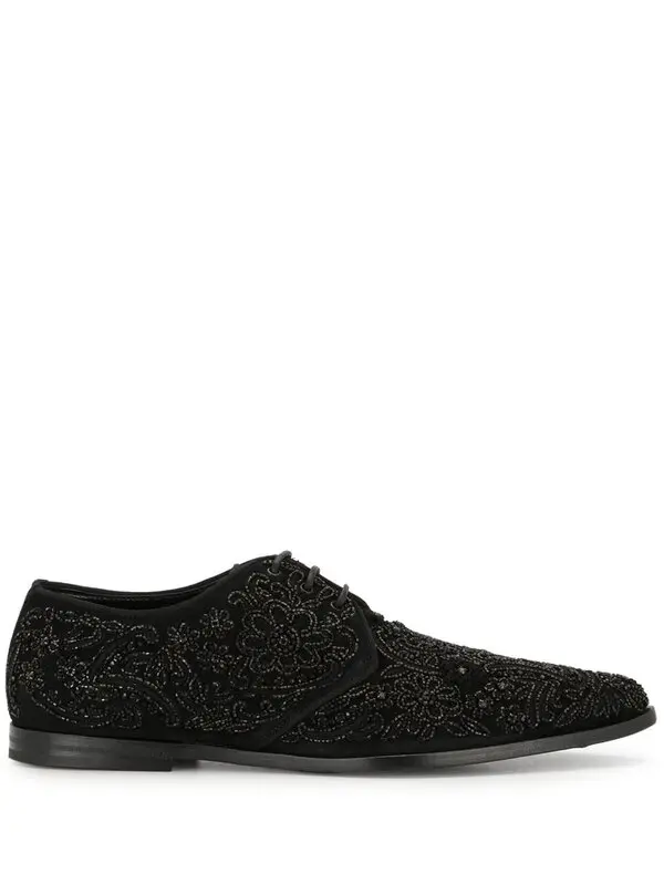 Dolce & Gabbana Embroidered Suede Derby Shoes