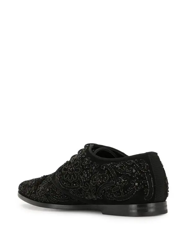 Dolce & Gabbana Embroidered Suede Derby Shoes