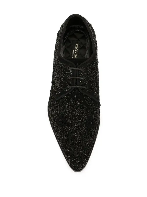 Dolce & Gabbana Embroidered Suede Derby Shoes