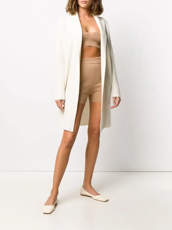 Cashmere In Love Alexa Ribbed-knit Biker Shorts - Neutrals