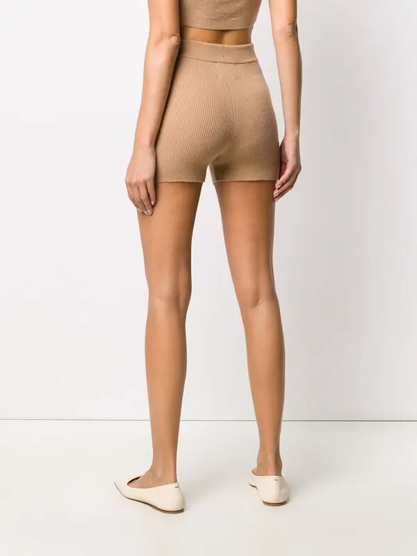 Cashmere In Love Alexa Ribbed-knit Biker Shorts - Neutrals