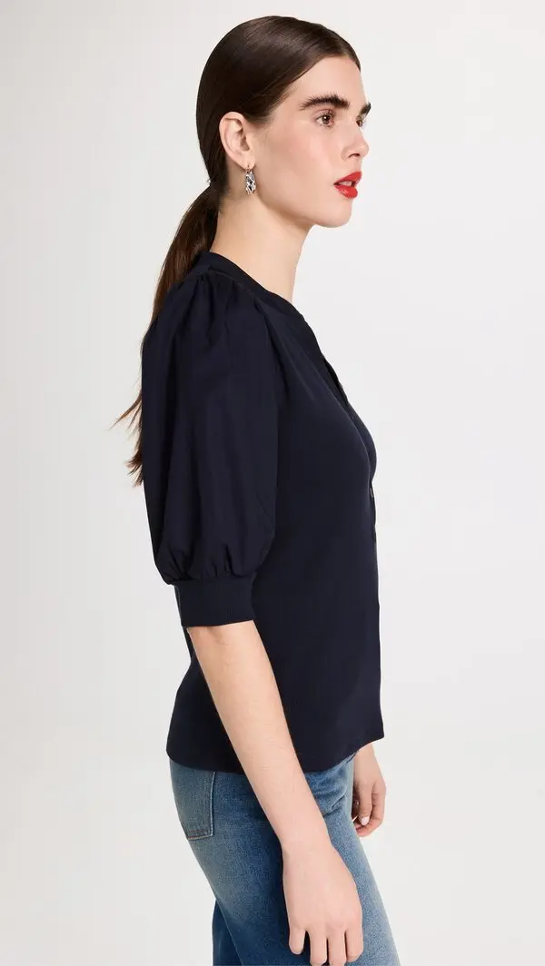 Veronica Beard Coralee Henley Top - Navy
