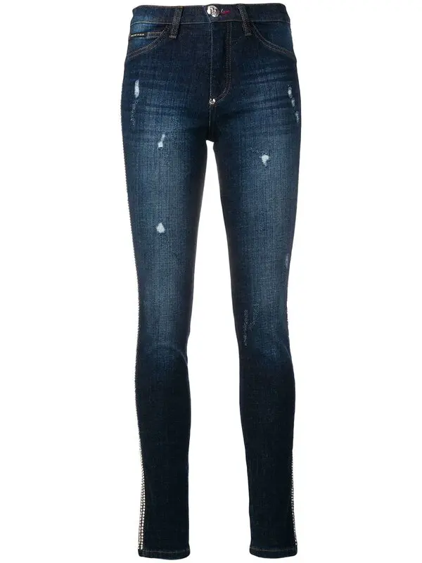 Philipp Plein Crystal Trim Skinny Jeans