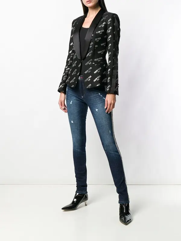 Philipp Plein Crystal Trim Skinny Jeans
