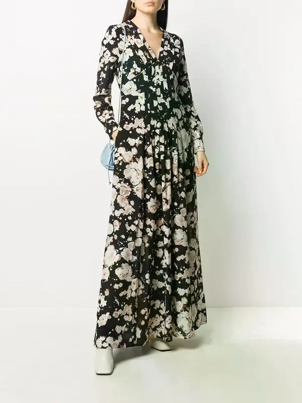 Moschino Floral Print Maxi Dress - Black