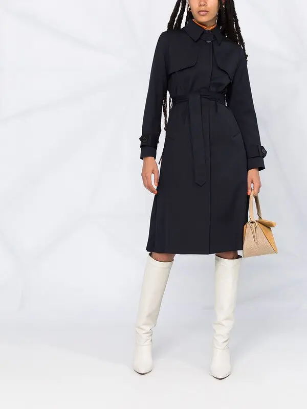 Sandro Belted Trench Coat - Blue