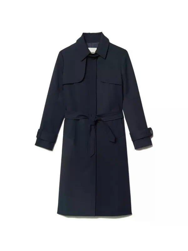 Sandro Trench Coat With Pleated Inset - Blue