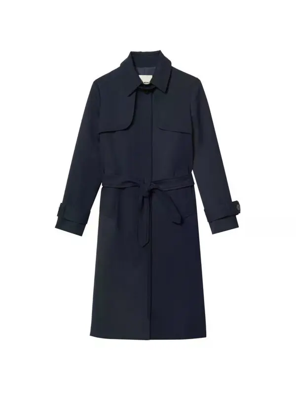 Sandro Trench Coat With Pleated Inset