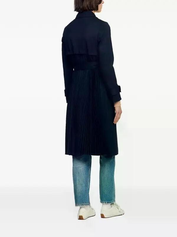 Sandro Trench Coat With Pleated Inset