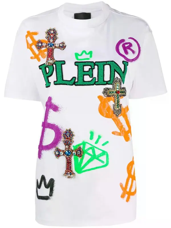 Philipp Plein Embroidered Baroque T-shirt - White