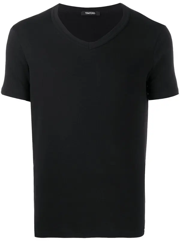 TOM FORD V-neck Cotton T-shirt - Black