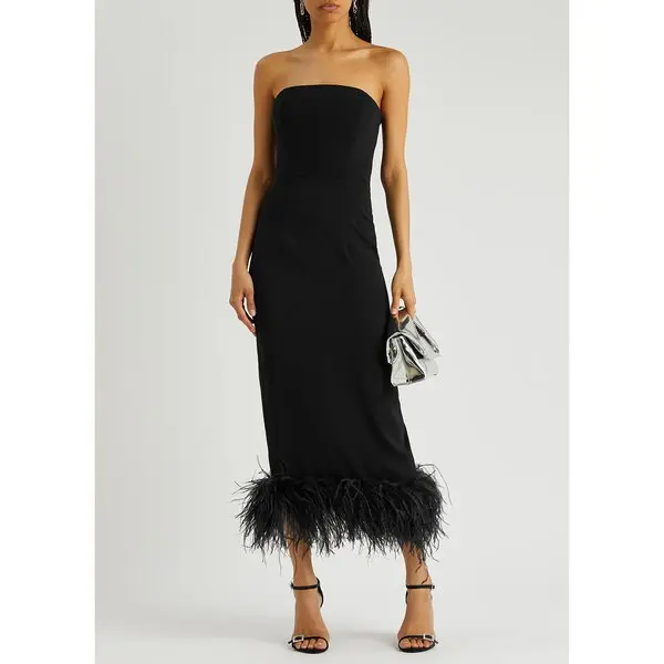 16Arlington Minelli Feather-trimmed Midi Dress