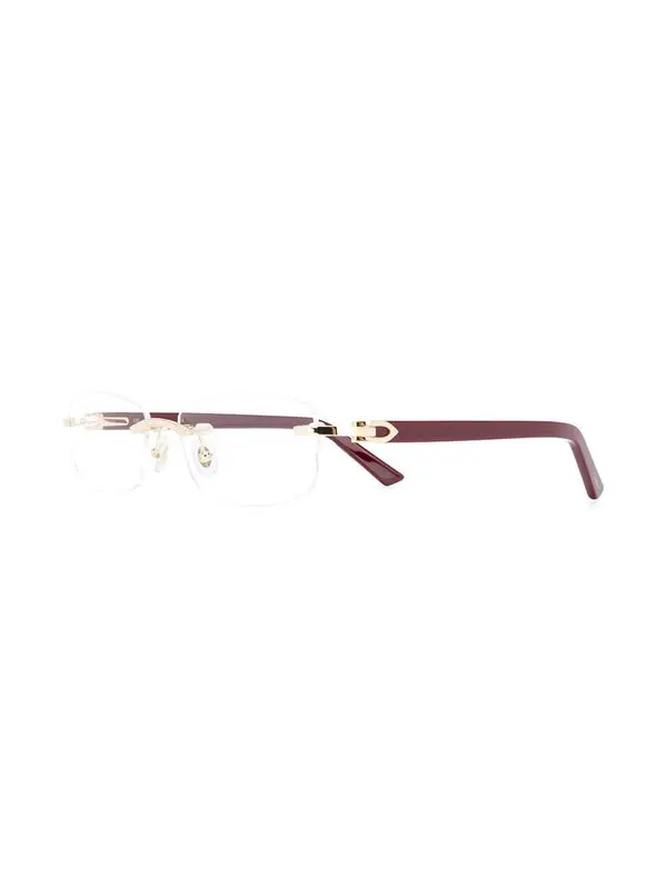 Cartier Rimless Rectangular Optical Glasses - Red
