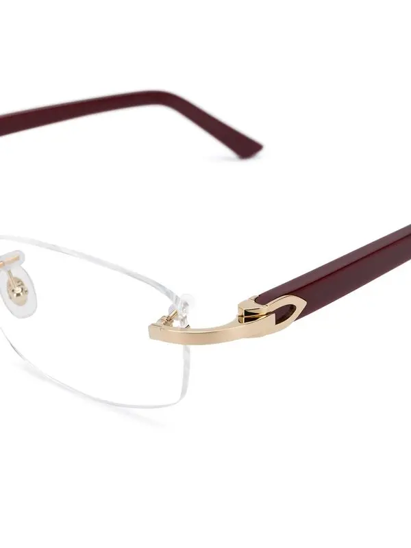 Cartier Rimless Rectangular Optical Glasses - Red
