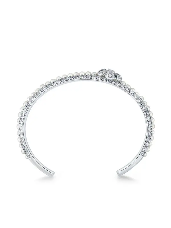 DAVID MORRIS 18kt Diamond And Pearl Bangle - Silver
