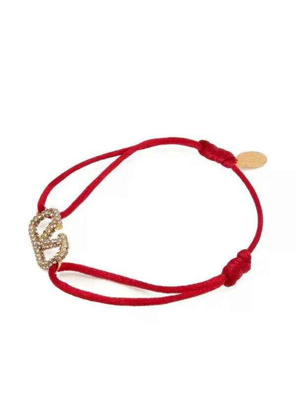 Valentino Garavani Vlogo Signature Bracelet In Cotton And Swarovski® Crystals