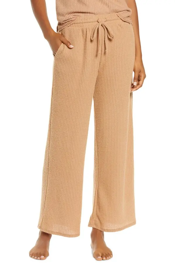 Socialite Waffle Knit Wide Leg Pants In Brown 58% Off Editorialist
