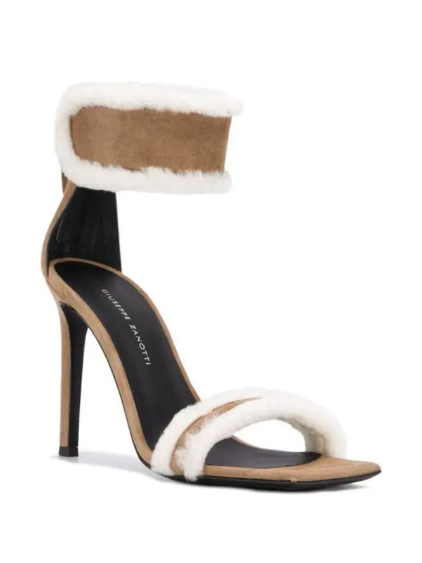GIUSEPPE ZANOTTI 105mm Shearling-trimmed Sandals