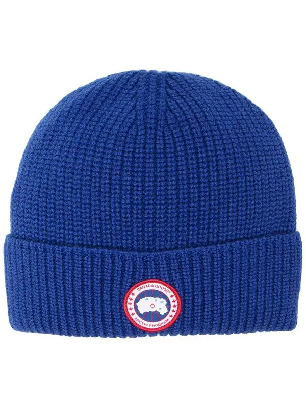 Canada Goose Logo Patch Beanie - Blue