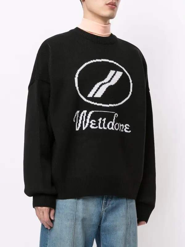 We11Done Logo Intarsia Jumper - Black
