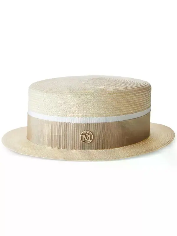 MAISON MICHEL Auguste Boater Hat - Neutrals